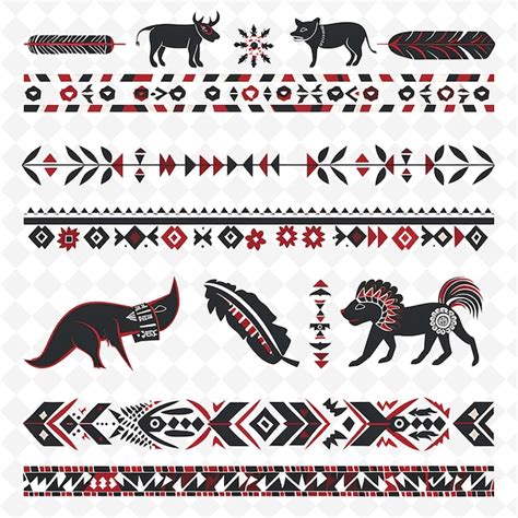 Native American Beadwork Borderlines Design With Animal And Png Unique