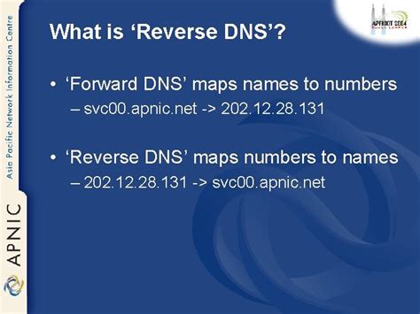 Reverse DNS Overview Principles Creating Reverse Zones Setting