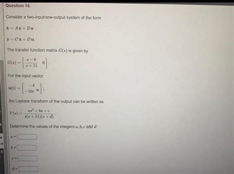 Solved Question 14 Consider A Two Inputone Output System