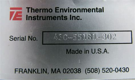 Used Thermo Scientific 43c So2 Analyzer Sb Industrial Supply Inc
