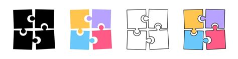 퍼즐 그림의 직소 퍼즐 템플릿 세트 프리미엄 벡터