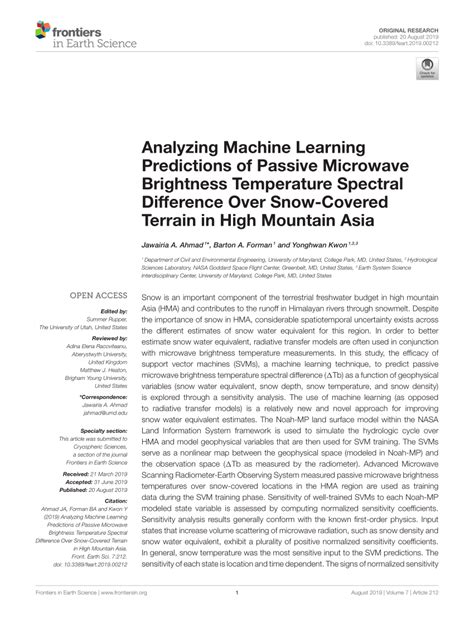 Pdf Analyzing Machine Learning Predictions Of Passive Microwave