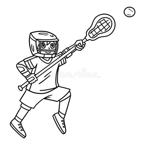 Lacrosse Player Chasing Ball Isolated Coloring Stock Vector Illustration Of Defense