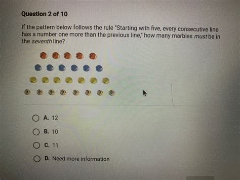 answered question 2 of 10 if the pattern below… bartleby