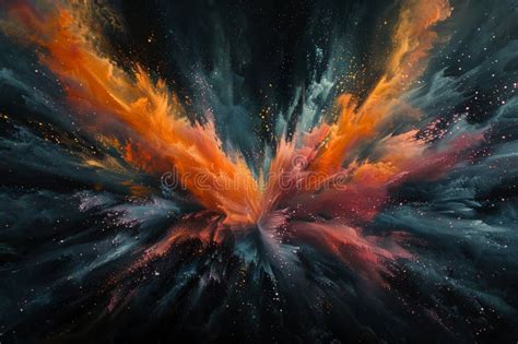 Dynamic Explosion Of Colors Creating A Beautiful Chaos Of Fire And Water Stock Image Image Of