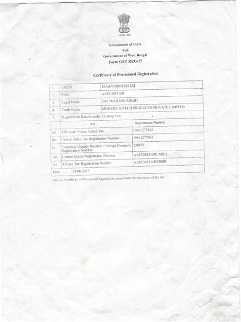 Gst Certificate Pdf