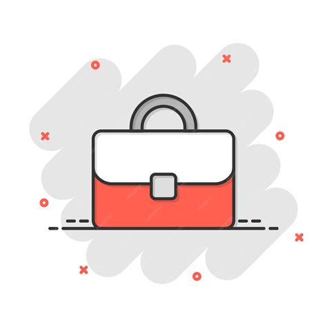 만화 스타일의 서류 가방 아이콘 격리 된 흰색 배경에 사업가 가방 만화 벡터 일러스트 포트폴리오 스플래시 효과 비즈니스 개념 프리미엄 벡터