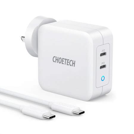 Choetech W Usb C Dual Gan Charger With M Usb C Cable White Mobile Fun Ireland