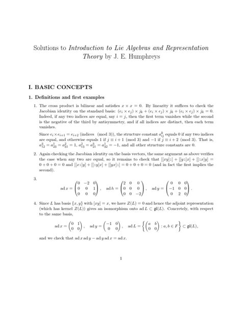 Humphreys Lie Algebras Overview Pdf Lie Algebra Linear Algebra