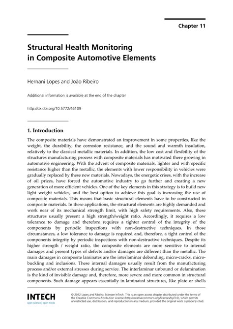 Pdf Structural Health Monitoring In Composite Automotive Elements