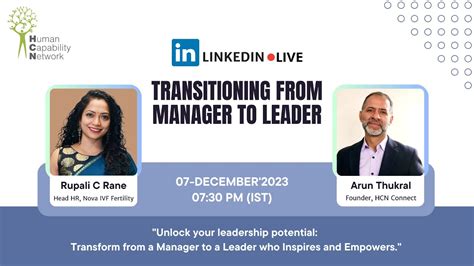 Transitioning From Manager To Leader Linkedinlive Youtube