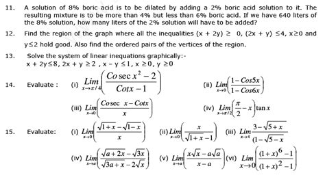 Cbse Class 11 Mathematics Revision Assignment Set C