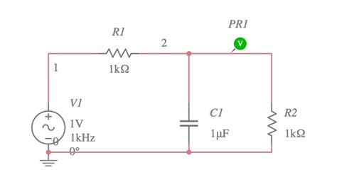 Sample RC Low Pass Filter Multisim Live