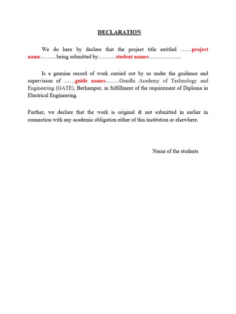 Declaration Project Pdf