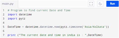 Program To Find Current Date And Time Using Python Go Coding