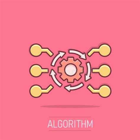 Vector Cartoon Algorithm Api Software Icon In Comic Style Gear With Arrow Concept Illustration