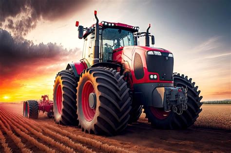 Premium Photo Modern Agricultural Tractor With Large Wheels Drives