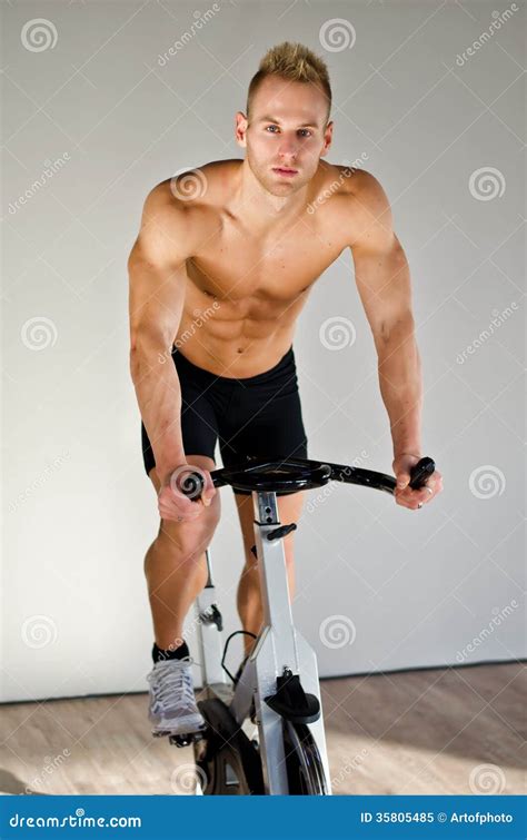 Handsome Young Man Doing Spinning On Bike Stock Image Image Of Body Spinning 35805485