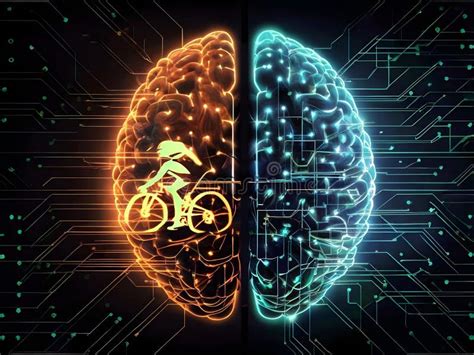 Abstract Brain Split Into Two Halves One Side Athletic Motion The