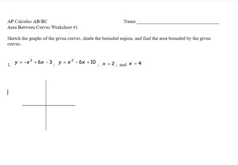 Solved Name AP Calculus AB BC Area Between Curves Worksheet Chegg Com