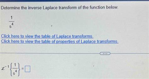 Solved Determine The Inverse Laplace Transform Of The Function Below 1s4 Click Here To View