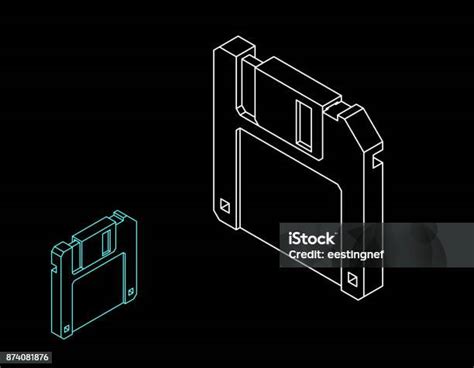 플로피 디스켓 아이콘입니다 검은 배경에 고립 벡터 윤곽선 그림입니다 0명에 대한 스톡 벡터 아트 및 기타 이미지 0명 3