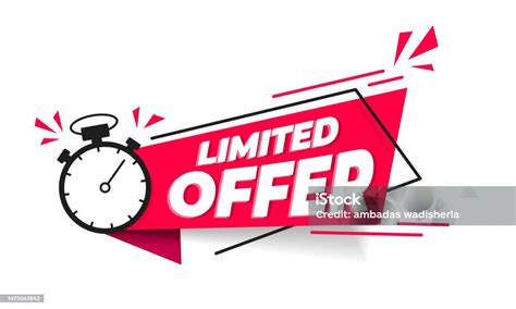 스톱워치 타이머 빨간 리본과 함께 기간 한정 제공의 현대 배너 로고 아이콘 디자인 스티커 개념 인사말 카드 서식 파일 포스터 단위 레이블 웹 니모닉벡터 가격에 대한 스톡