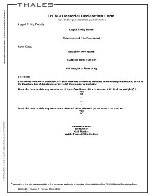 Full Material Declaration Example Doc Template PdfFiller