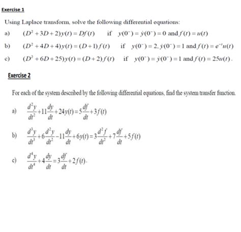 Solved Exercise Using Laplace Transform Solve The Chegg