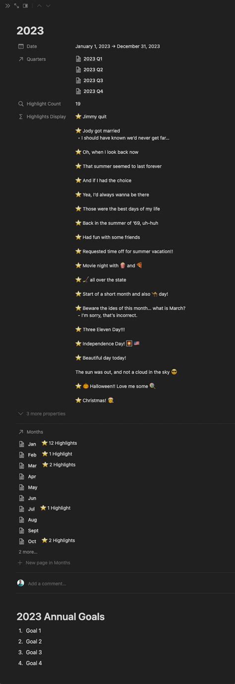 2023 Days → Weeks → Months → Quarters → Year Template Rnotion
