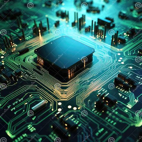 Cpu On The Motherboard Stock Illustration Illustration Of Abstract