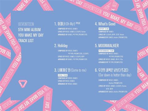 Seventeen Révèle La Tracklist De You Make My Day K Gen