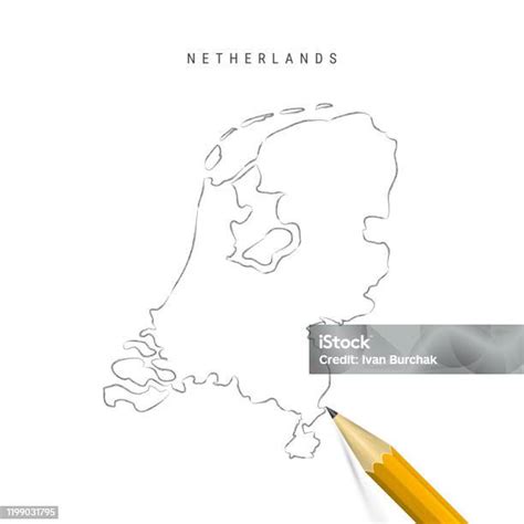 흰색 배경에 격리 된 네덜란드 자유형 스케치 윤곽선 벡터 맵 3차원 형태에 대한 스톡 벡터 아트 및 기타 이미지 3차원 형태 갈음질 검은색 Istock