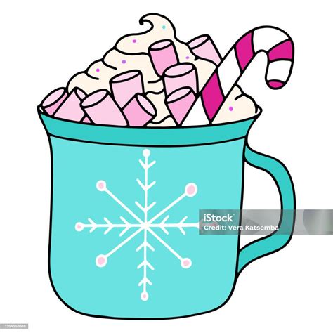 코코아 또는 커피 마시멜로와 롤리팝 크리스마스 휴가 음료귀여운 벡터 머그잔 0명에 대한 스톡 벡터 아트 및 기타 이미지 0명 겨울 귀여운 Istock