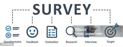 설문 조사 아이콘 벡터 일러스트 레이 션 설문 조사 설문지 피드백 검토 고객 만족 인포 그래픽 템플릿 프리젠 테이션 개념 배너