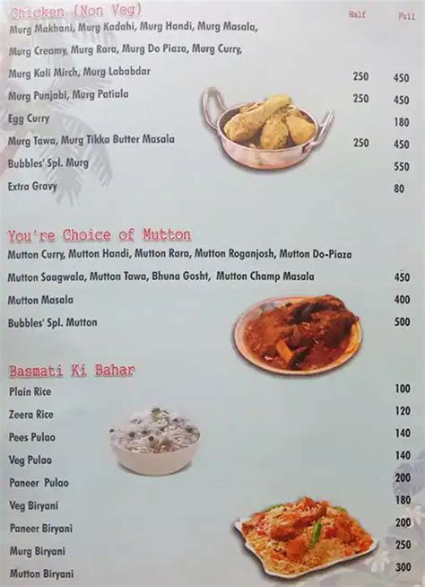 Menu At Bubbles Jalandhar