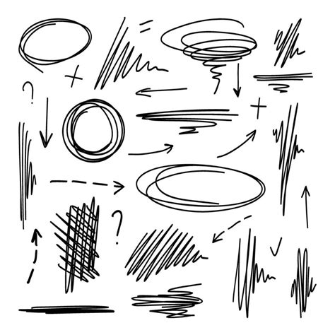 Hand Drawn Underline Element Set For Accent Scribble Doodle Underline
