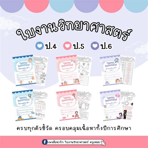 ใบงานวิทยาศาสตร์ 📚🔍 สื่อน่ารัก ใบงานวิทยาศาสตร์ ครูเหมย