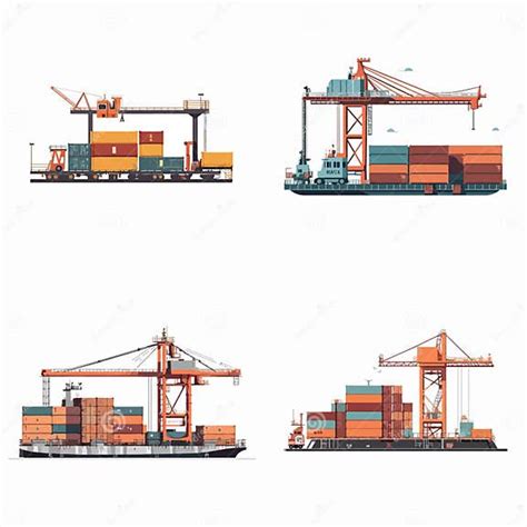 Four Different Types Of Cargo Ships Are Shown In The Image Stock Vector Illustration Of Boat