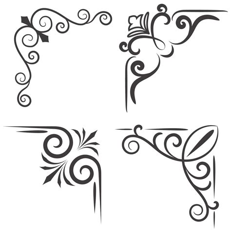 Vector Illustration Of Decorative Corner Frame Set Set Hand Draw Of