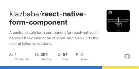 Github Klazbabareact Native Form Component A Customizable Form