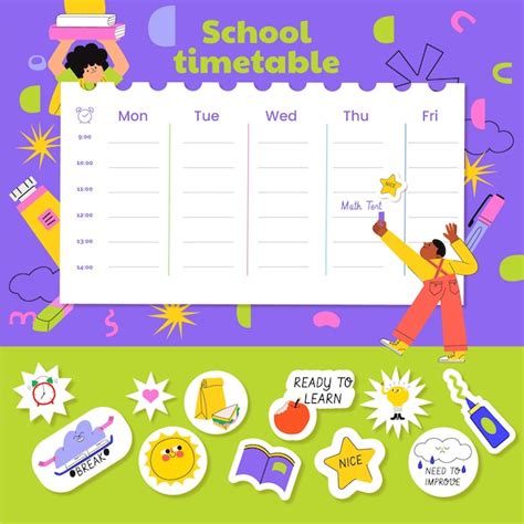 School Timetable Design For Students Premium Vector