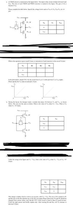 A CMOS Circuit Is Constructed As The Figure Below Chegg Com
