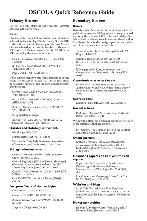 Oscola Reference In Referencing Oscola For Referencing Primary