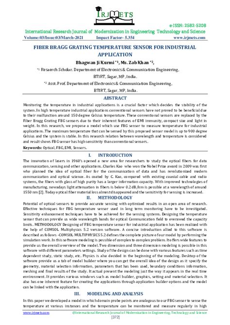 Pdf Fiber Bragg Grating Temperature Sensor For Industrial Application