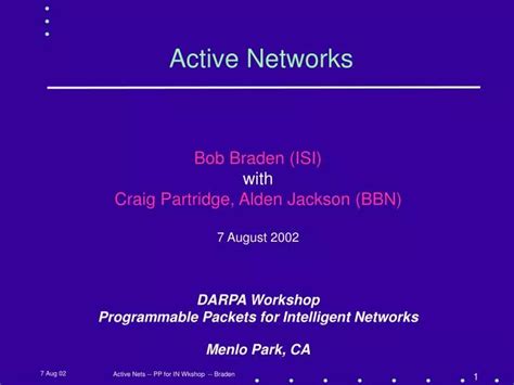 Ppt Exploring Active Networking Programmable Packets Workshop