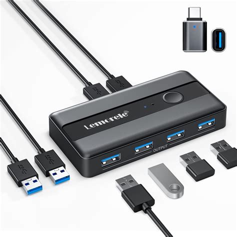 lemorele usb 3 0 switch 4 port usb share usb switch 2 pc için 2 in 4