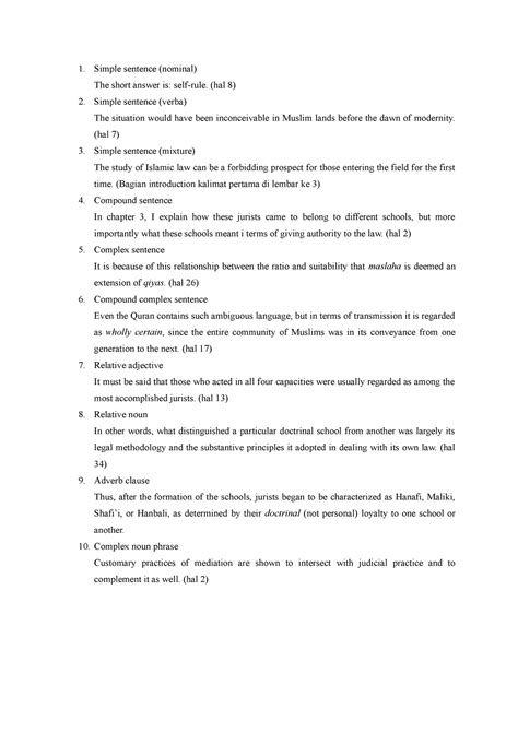 Identify Kind Of Sentence Simple Sentence Nominal The Short Answer Is Self Rule Hal 8