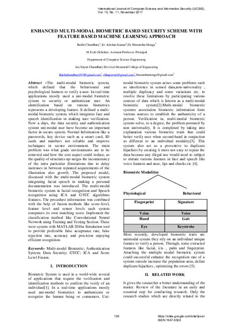 Pdf Enhanced Multi Modal Biometric Based Security Scheme With Feature Based Machine Learning