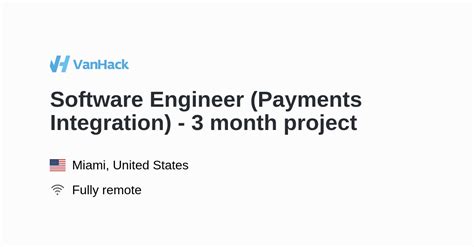Software Engineer Payments Integration 3 Month Project Vanhack